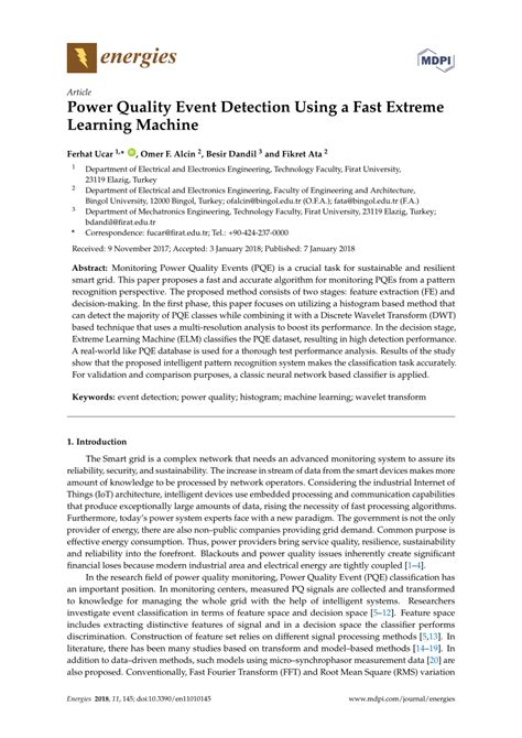 pdf power quality event detection using a fast extreme learning machine