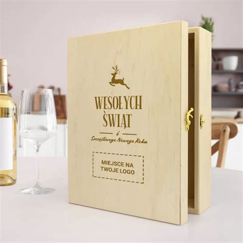 Skrzynka na wino i kieliszki drewniana z grawerem Exposé ePrezenty pl