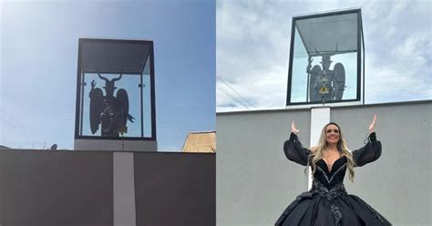 Mulher explica por que tem estátua gigante de Belzebu em casa