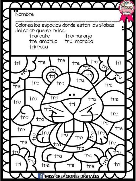 Fichas Para Colorear Por Trabadas Ejercicios De Silabas Cuaderno De