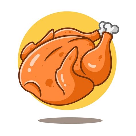 Ilustración de arte de pollo frito de dibujos animados lindo estilo de