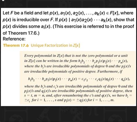 let f be a field and let p x a1 x a2 x ak x be polynomials in f[x] where p x is