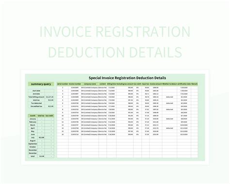 Invoice Registration Deduction Details Excel Template And Google Sheets