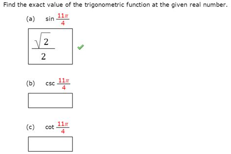 solved find the values of the trigonometric functions of