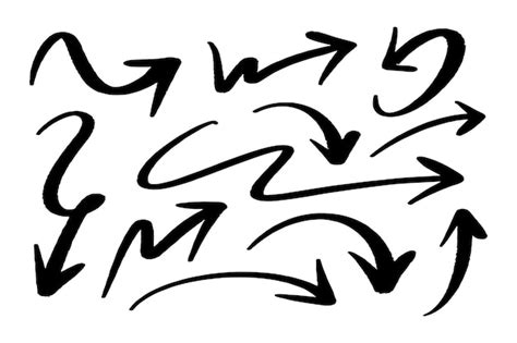 Conjunto de flechas dibujadas a mano Doodle ilustración vectorial