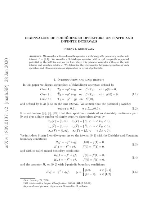 pdf eigenvalues of schr odinger operators on finite and infinite intervals