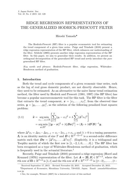 pdf ridge regression representations of the generalized hodrick prescott filter
