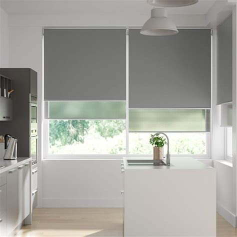 Atom Mid Grey Double Roller Blind Roller Blinds Living Room Roller