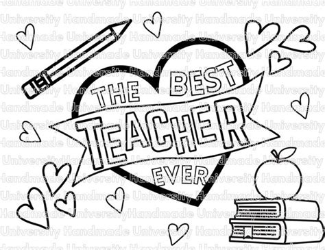 Teacher Appreciation Coloring Pages Printable PDF Gifts Etsy