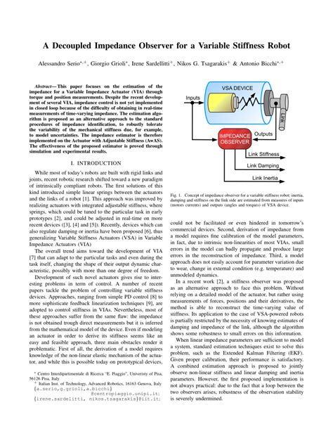 pdf a decoupled impedance observer for a variable stiffness robot