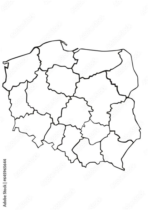 Mapa Polski z podziałek na Województwa mapa konturowa Polski Stock