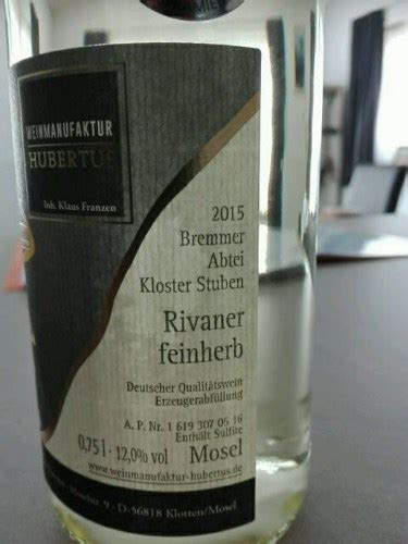 Weinmanufaktur Hubertus Bremmer Abtei Kloster Stuben Rivaner Feinherb