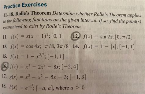 solved practice exercises 1418 rolle s theorem determine