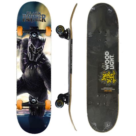 Skate completo iniciante Wood Light Herois Pantera Negra em Promoção