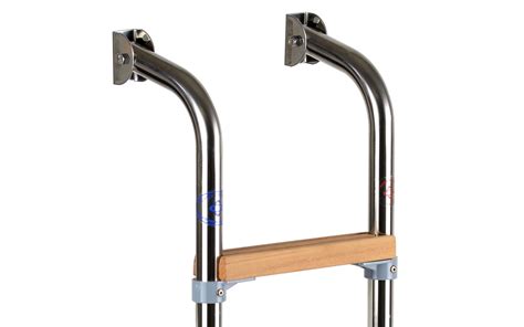 Badeleiter für Boote 4 Stufen Edelstahl Holz kaufen Wellenshop de