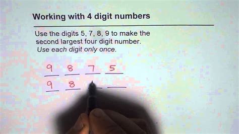 How To Write Second Largest Four Digit Number From Given Digits YouTube