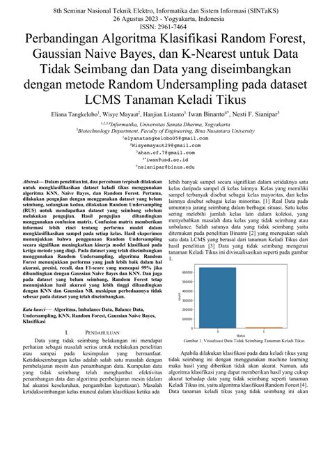 pdf perbandingan algoritma klasifikasi random forest gaussian naive bayes dan k nearest