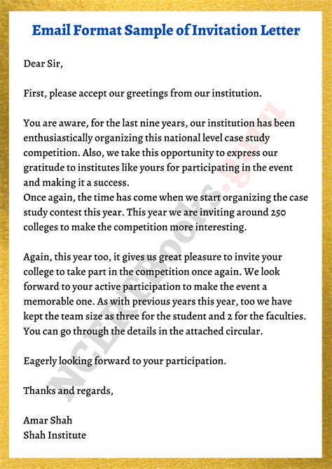 Invitation Letter Format Samples Free Downlaod Tips On Writing A Letter