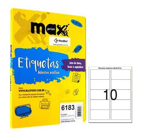 Etiqueta Auto Adesiva Papel Carta 10 Etiquetas Por Folha Pacote 100