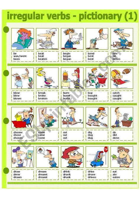 IRREGULAR VERBS PICTIONARY 1 PART 1 ESL Worksheet By Evadp75