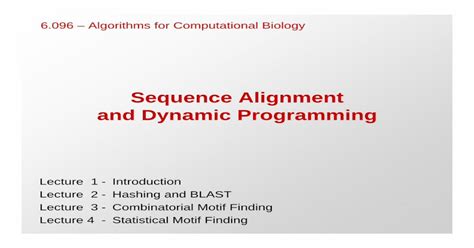 pdf sequence alignment and dynamic programming · sequence alignment and dynamic programming
