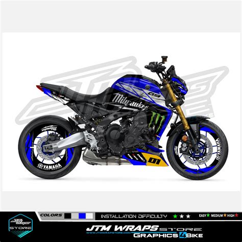 YAMAHA MT 09 SP 2021 2022 Kit 3 Milwaukee Blue JTM WRAPS STORE