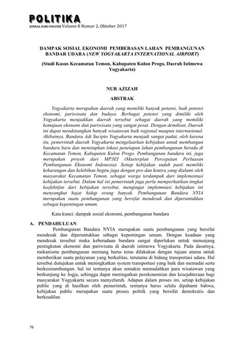 PDF DAMPAK SOSIAL EKONOMI PEMBEBASAN LAHAN PEMBANGUNAN BANDAR UDARA