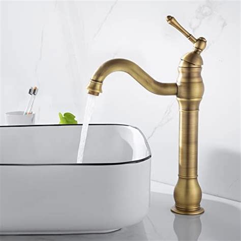 Solepearl Mitigeur de lavabo en laiton antique à levier unique pivotant