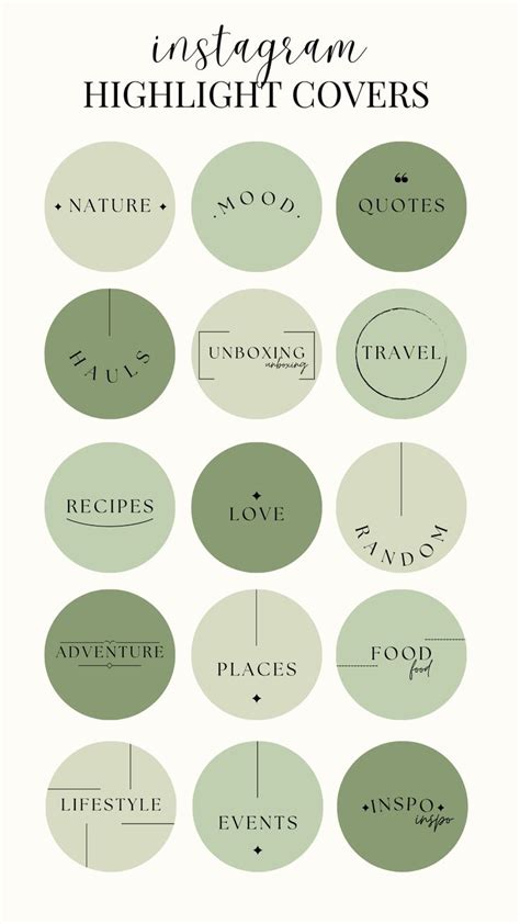 40 Green Minimal Instagram Highlight Covers Canva Esthetician Etsy In
