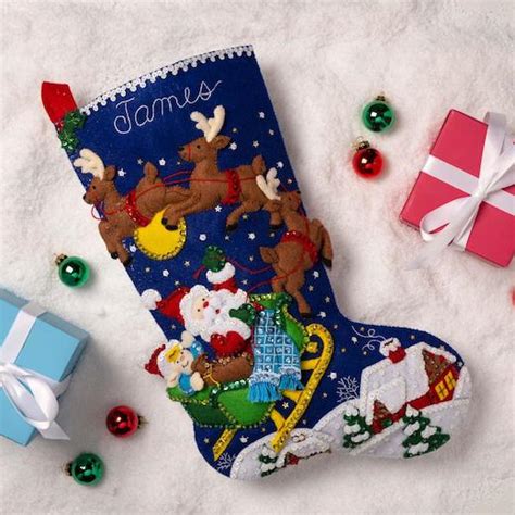 Bucilla 18 Felt Christmas Stocking Kit Santa S Sleigh Ride Buddly