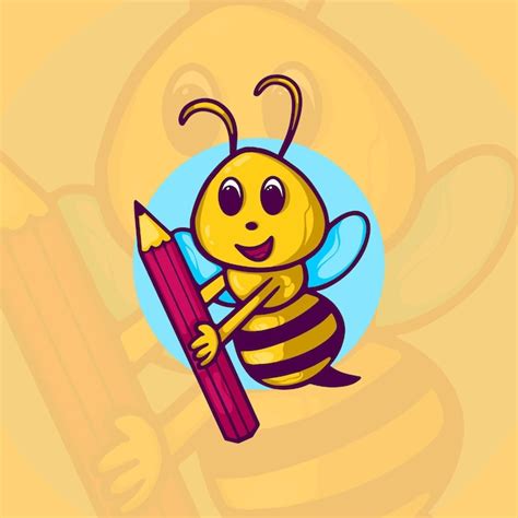 Carácter de abeja de regreso a la escuela Vector Premium