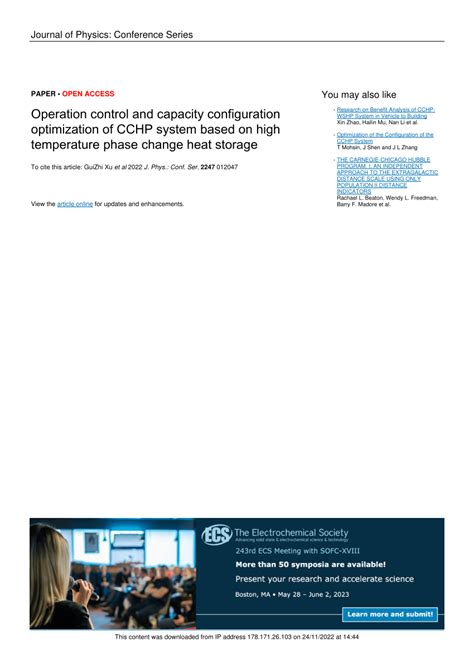 pdf operation control and capacity configuration optimization of cchp system based on high
