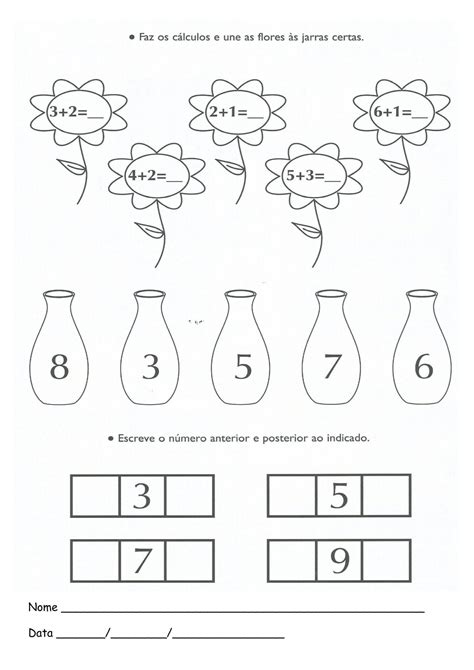 71 Fichas GRÁTIS Cálculo Números Matemática Pré Escolar para imprimir