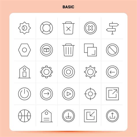 Outline Basic Icon Set Vector Line Style Design Black Icons Set