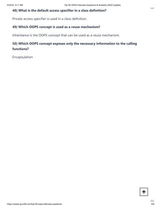 OOPS Interview Questions Pdf