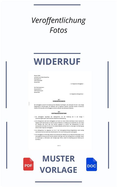 Widerruf Veröffentlichung Fotos Vorlage Muster