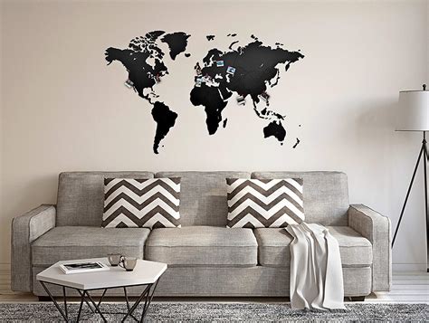 Carte du Monde Murale Carte du Monde Déco Décoration Murale Bois