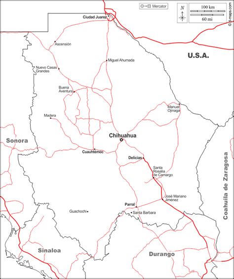 Chihuahua Mapa Gratuito Mapa Mudo Gratuito Mapa En Blanco Gratuito