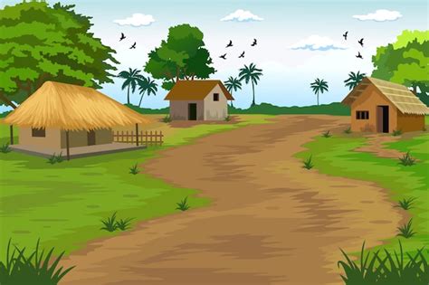 Premium Vector Indian Village Background Illustration A Beautiful