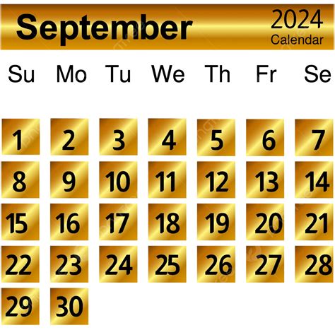 Mes De Septiembre Calendario 2024 Vector PNG Dibujos Calendario