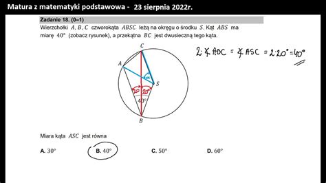 Zad Planimetria Kat Rodkowy I Wpisany Oparty Na Tym Samym Uku