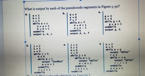 solved what is output by each of the pseudocode segments in