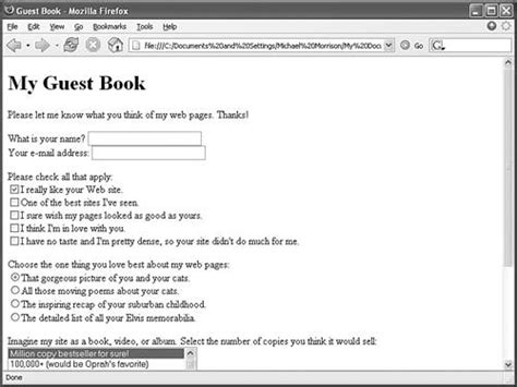 creating a form sams teach yourself html and css in 24 hours 7th edition