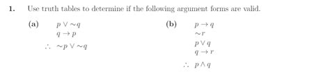 solved 1 use truth tables to determine if the following