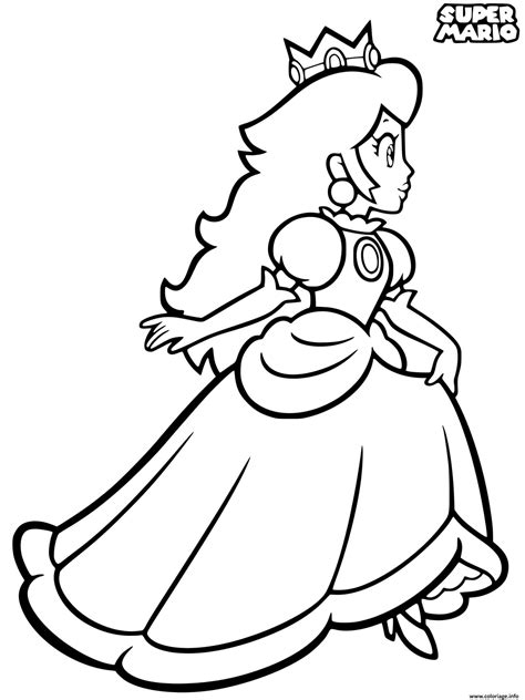 Coloriage Super Mario Princess Peach Dessin Mario à imprimer
