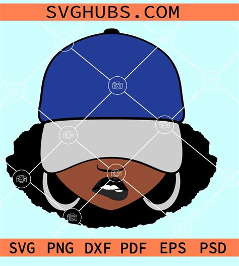 Afro Lip Bite SVG Woman Low Cap Svg African American Hat Low Svg