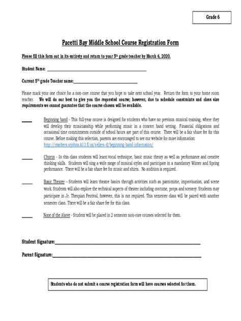 Fillable Online Pbm Stjohns K12 Fl Student Course Registration