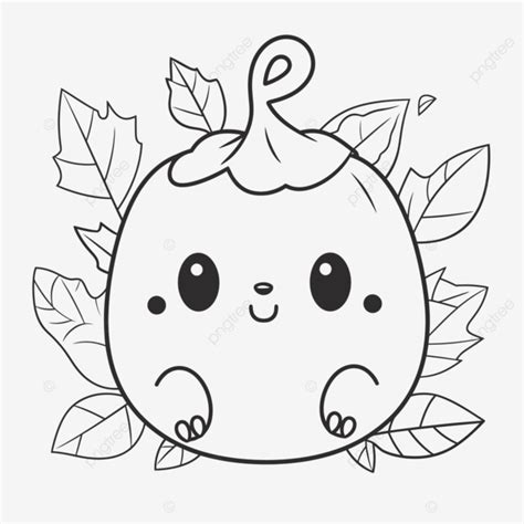 卡哇伊可愛南瓜著色頁輪廓素描 向量 容易掉下來的圖 易墜落大綱 容易跌倒素描向量圖案素材免費下載PNGEPS和AI素材下載