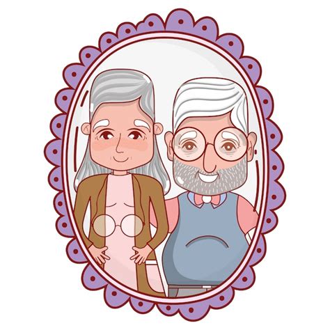 Abuelos Lindos Pareja De Dibujos Animados Vector Premium
