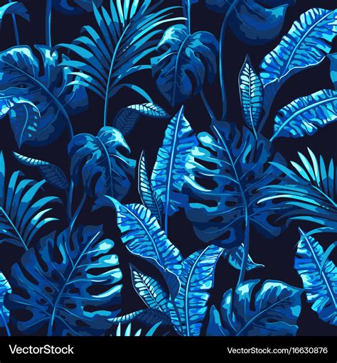 Tropical Seamless Pattern With Palm Leaves Vector Image